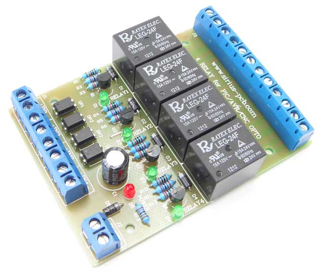 Набор 4 RELAY OPTO FOR PIC, AVR, CNC 24V | Tpetrov.com